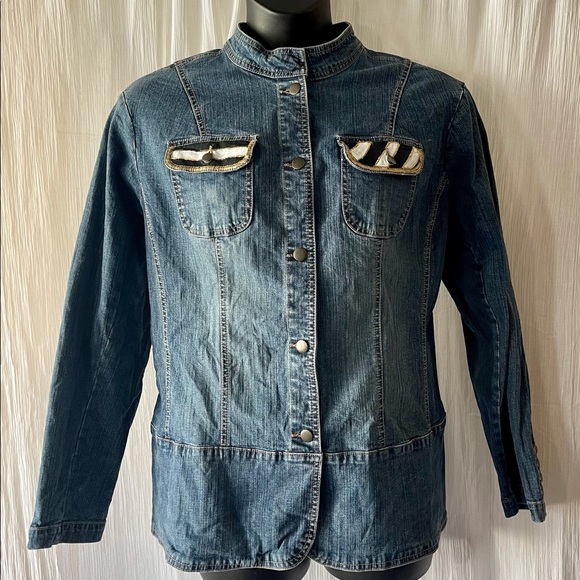 Worthington | Jackets & Coats | Hand Painted Denim Queen Bee Jacket ...